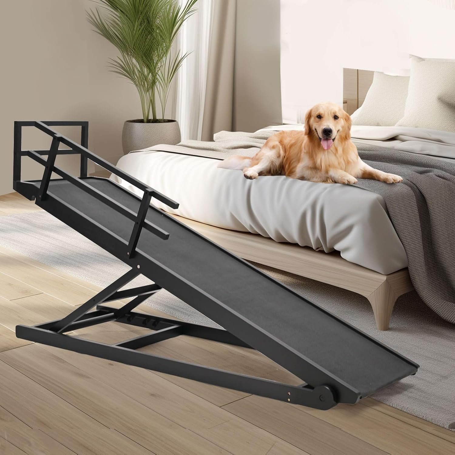 Dog Ramp,Rubber Mat High Traction Ramp,5 Level Adjustable Folding Pet ...