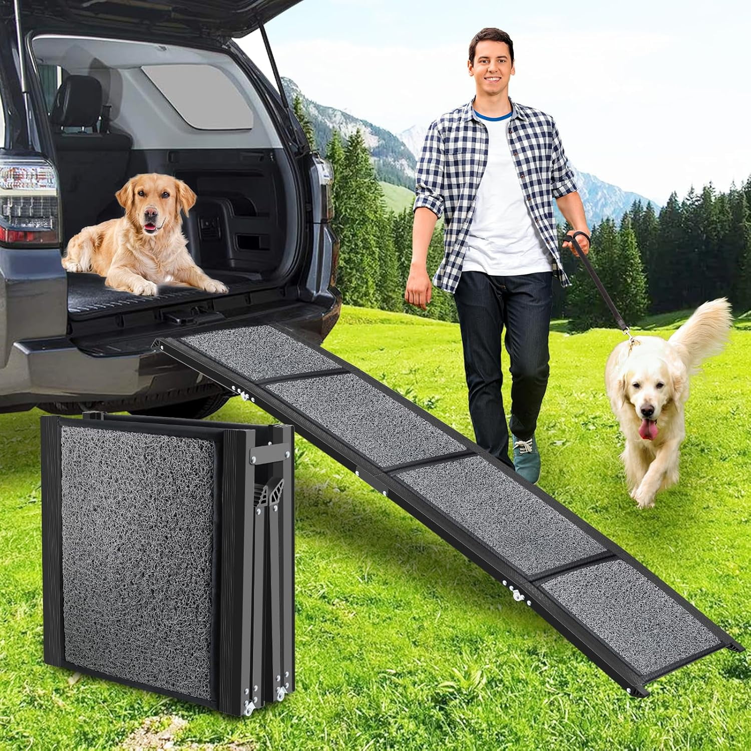 Dog Ramp for SUV,67''×17'' Large Dog Car Ramp Pet Steps with Non-Slip ...