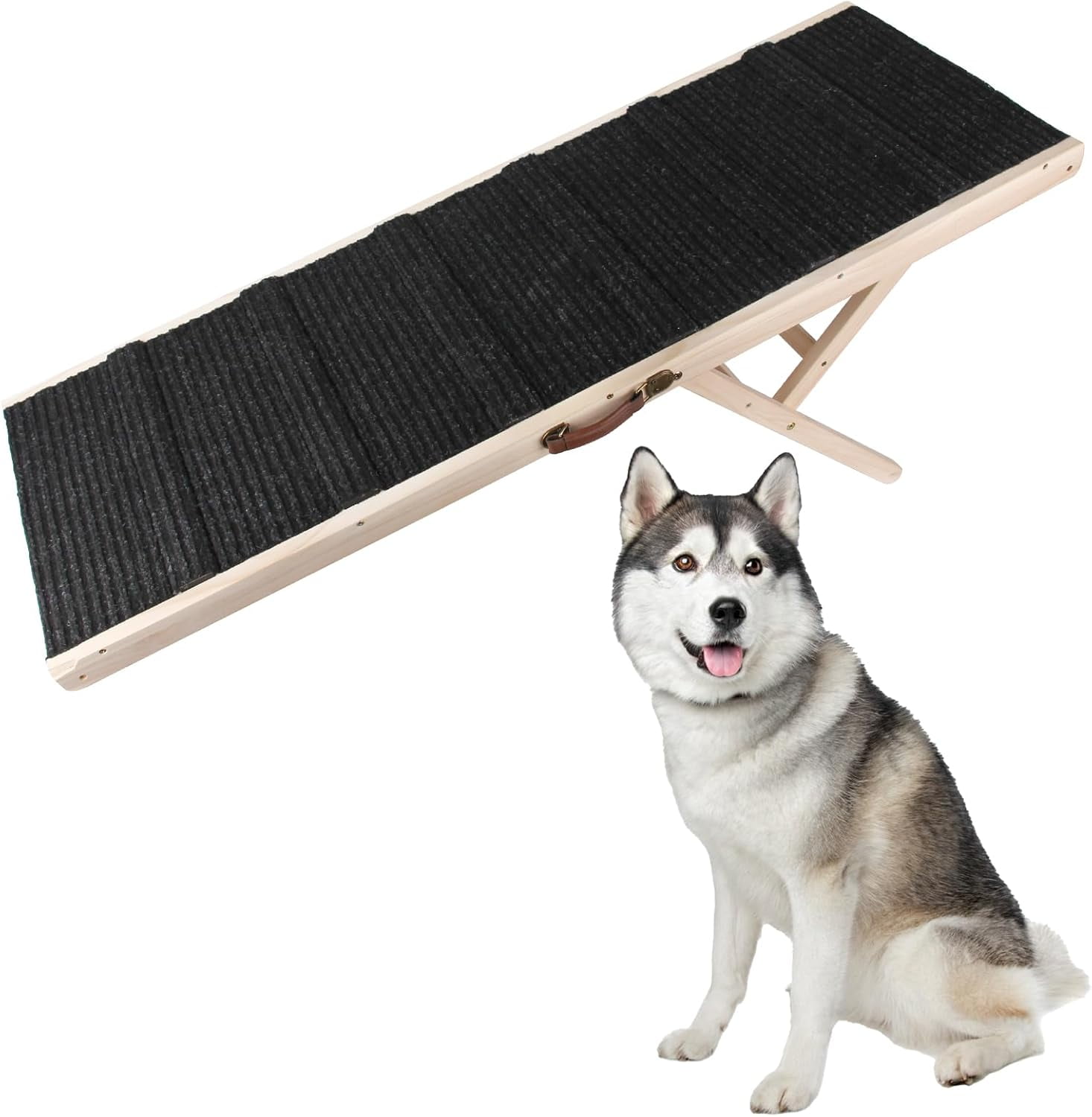 Dog Ramp, Wooden Adjustable Pet Ramp for All Dogs and Cats, 51” Long ...