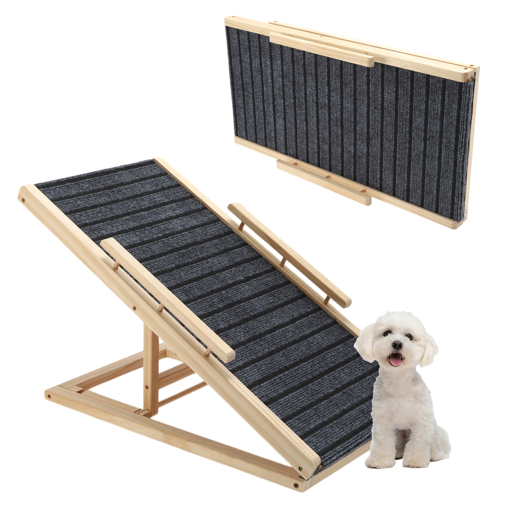 Dog Ramp for Bed Foldable Non-Slip Dog Ramp Adjustable Height Small Pet ...