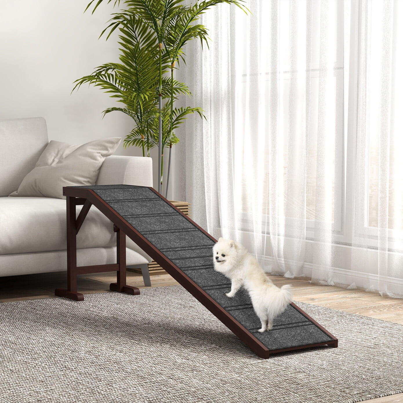 Dog Ramp for Bed, Pet Ramp for Dogs with Non-slip Carpet and Top ...