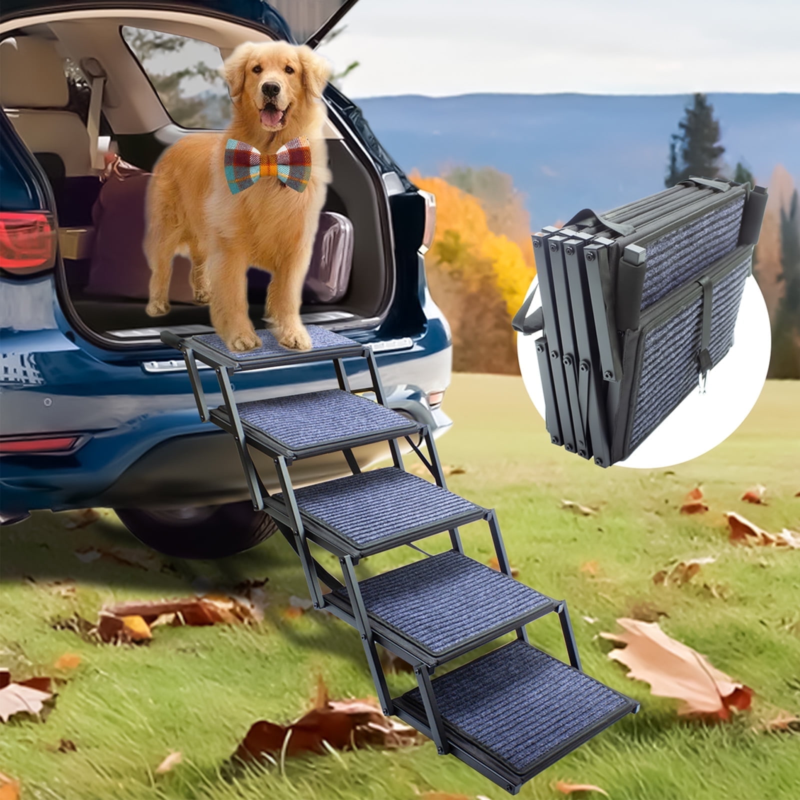 Dog Ramp for Car Truck SUV Dog Stairs for Large Dogs Folding Pet Stairs ...