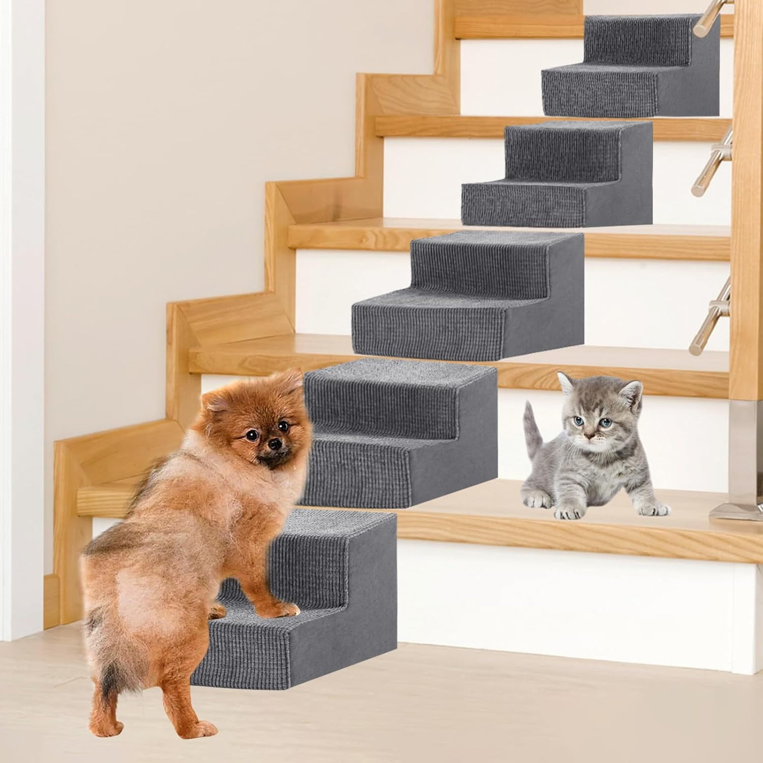 5Pcs Dog Ramp for Stairs for Small Dogs, Modular Foam Pet Stairs for ...