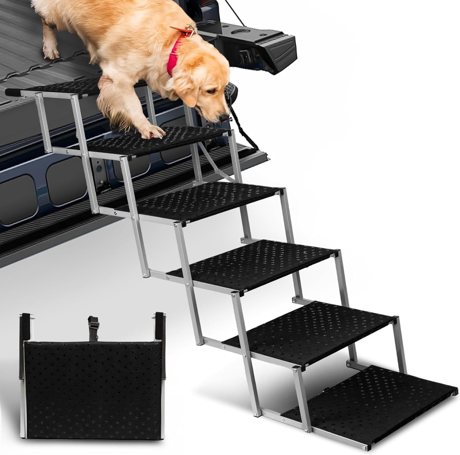 Dog Ramps for Cars, Portable Folding Dog Stairs for Cars, SUV, Trucks ...