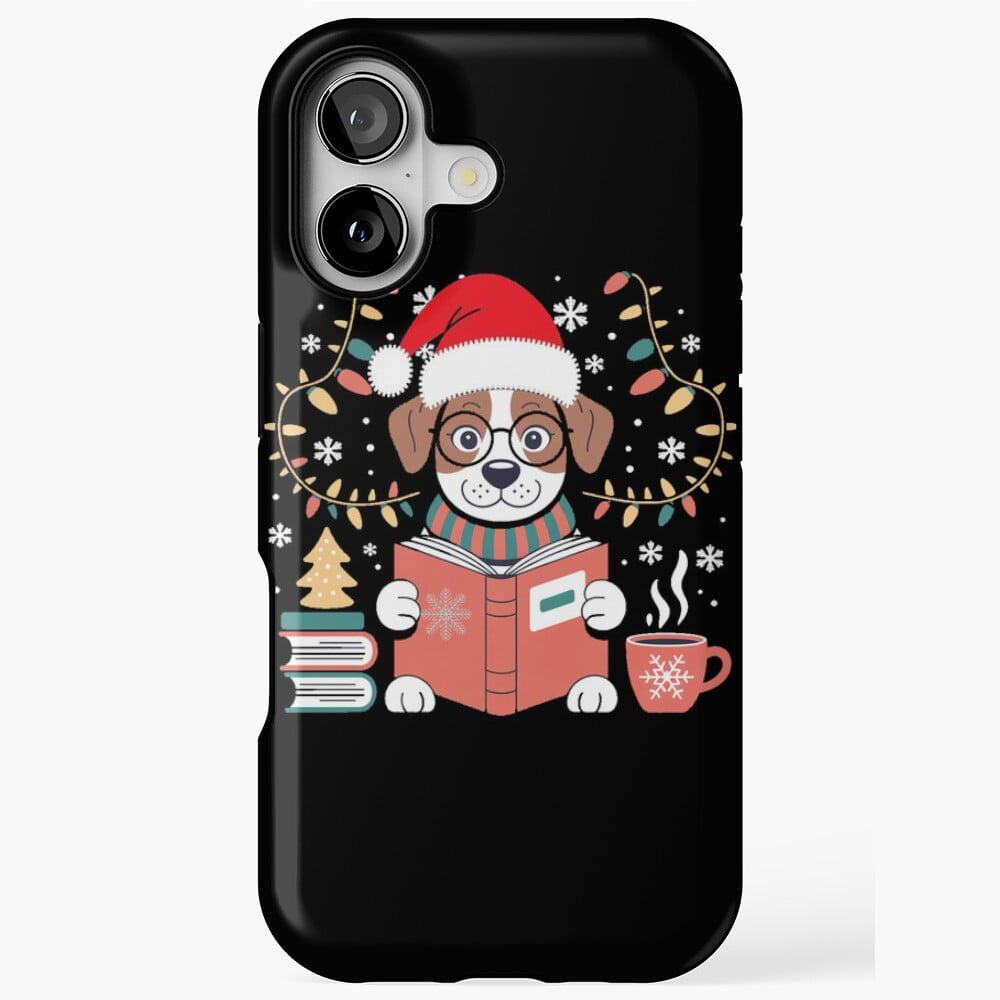 Dog Reading Book Funny Xmas Case for iPhone 11 12 13 14 15 16 17 Pro ...