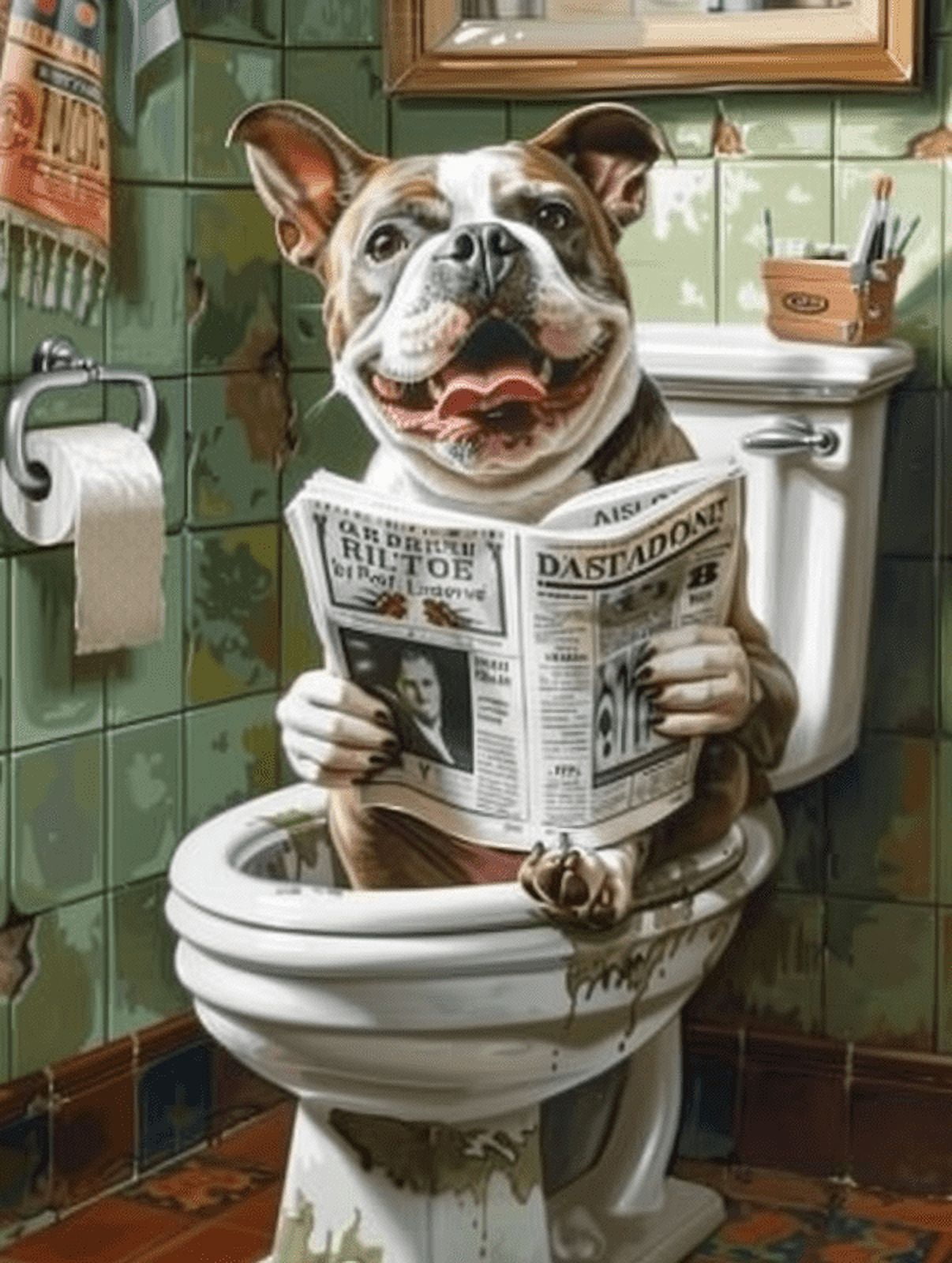 Dog Reading Newspaper - 300 Piece Puzzle Multicolor Puzzle - Fun ...