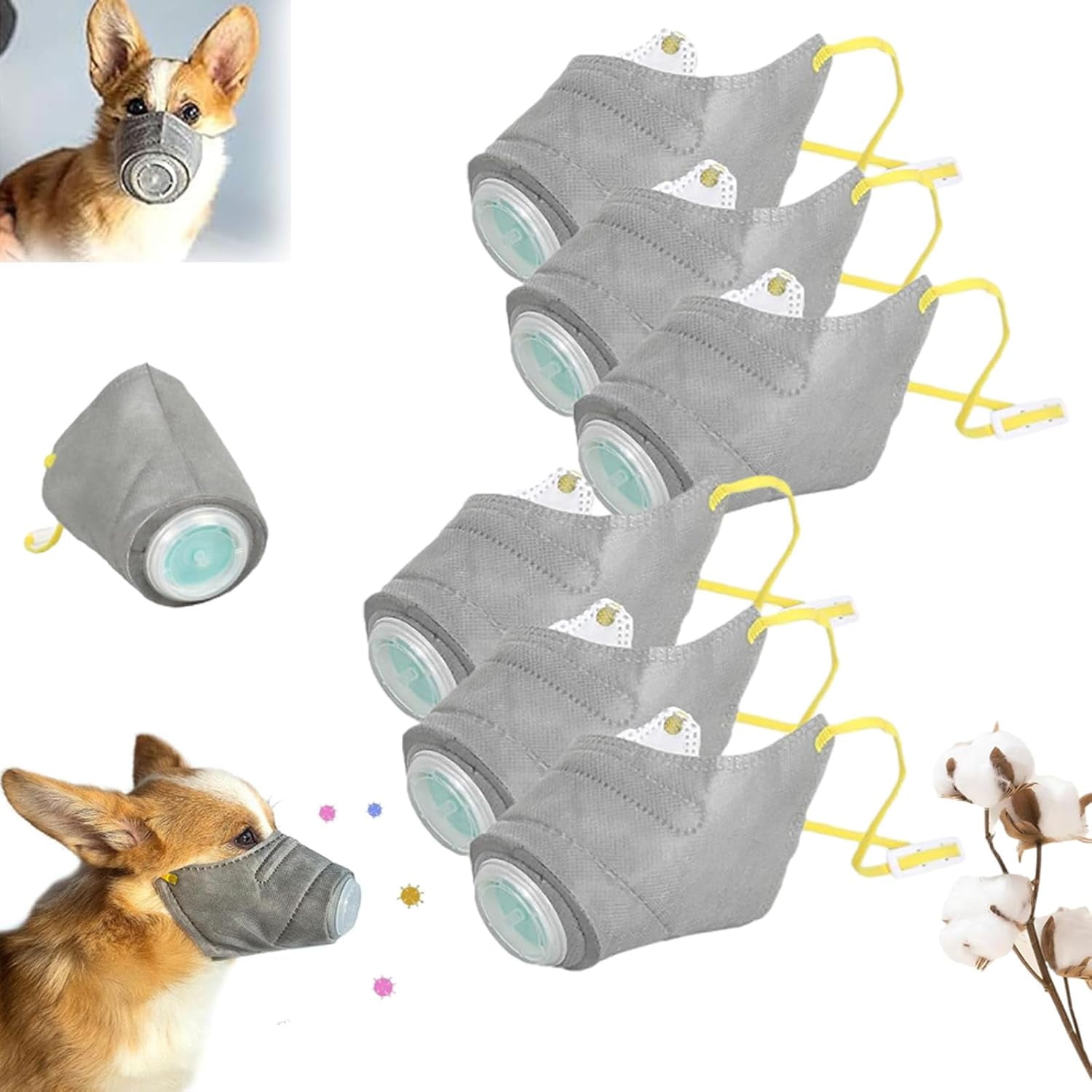 Dog Respirator Mask, Adjustable Dog Air Filter Mask Anti Fog/Anti Dust ...