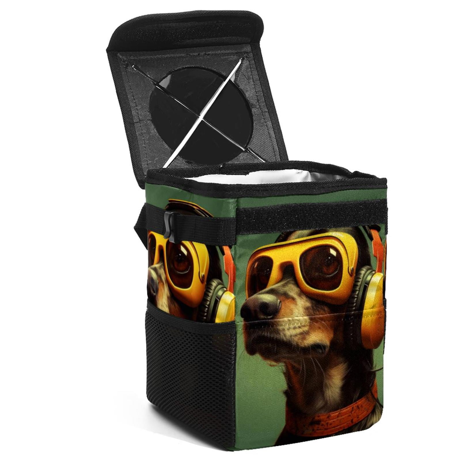 Dog Retro Foldable Car Trash Bin with Lid, Leak-Proof Mini Trash Can ...