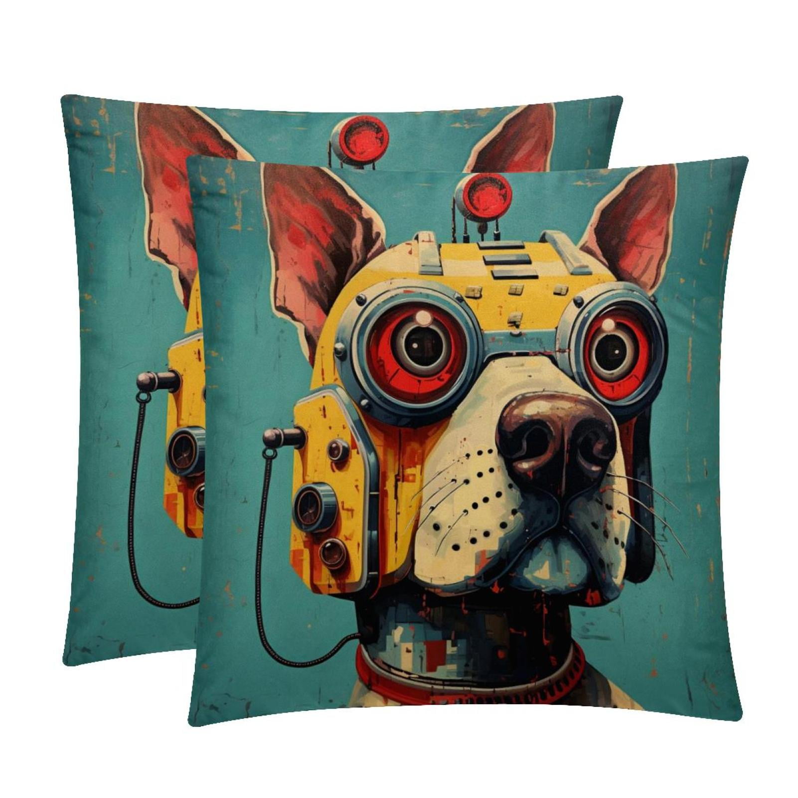 Dog Retro Inserts Set - 2-Pack Decorative Pillows with Unique Patterns ...