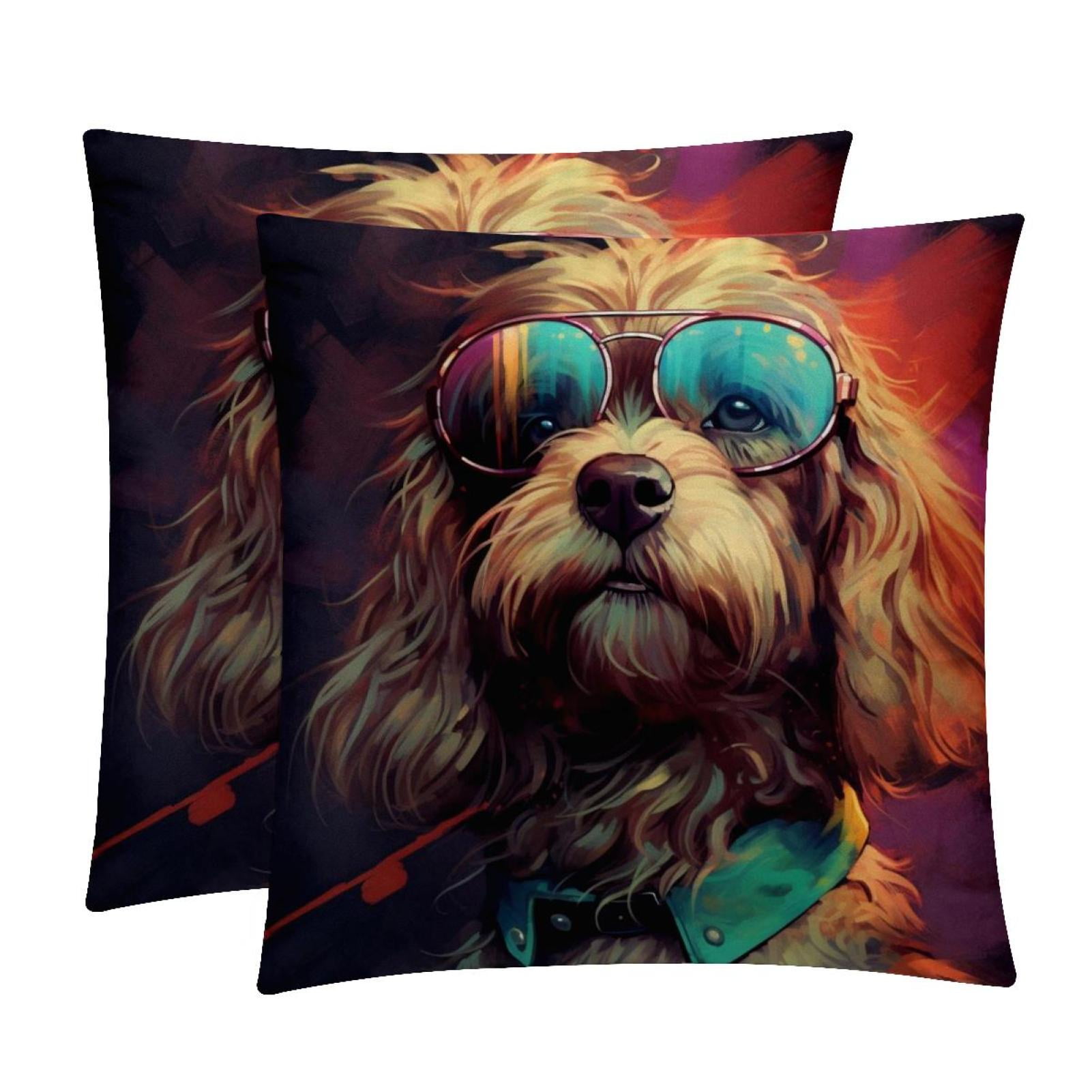 Dog Retro Luxurious Velvet Throw Pillow Covers with Unique Patterns ...