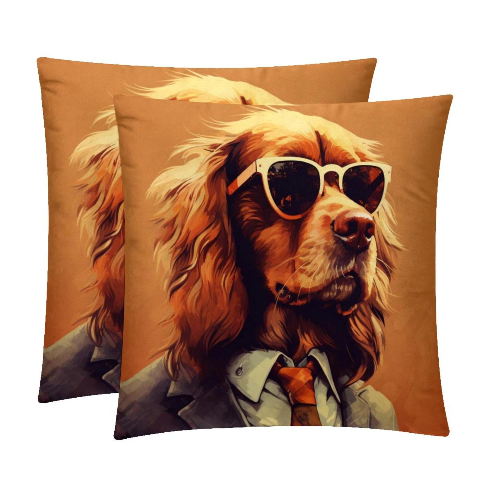 Dog Retro Velvet Throw Pillow Covers Set of 2 with Unique Patterns for ...