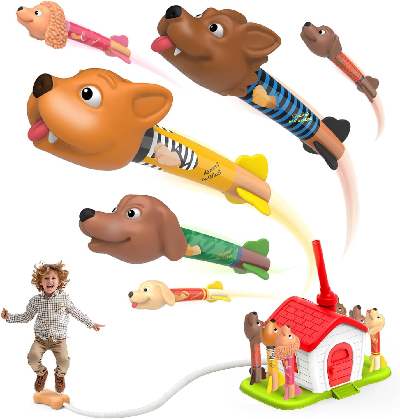 Dog Rocket Launcher for Kids, 6 Dog Rockets with Dog House Launcher ...