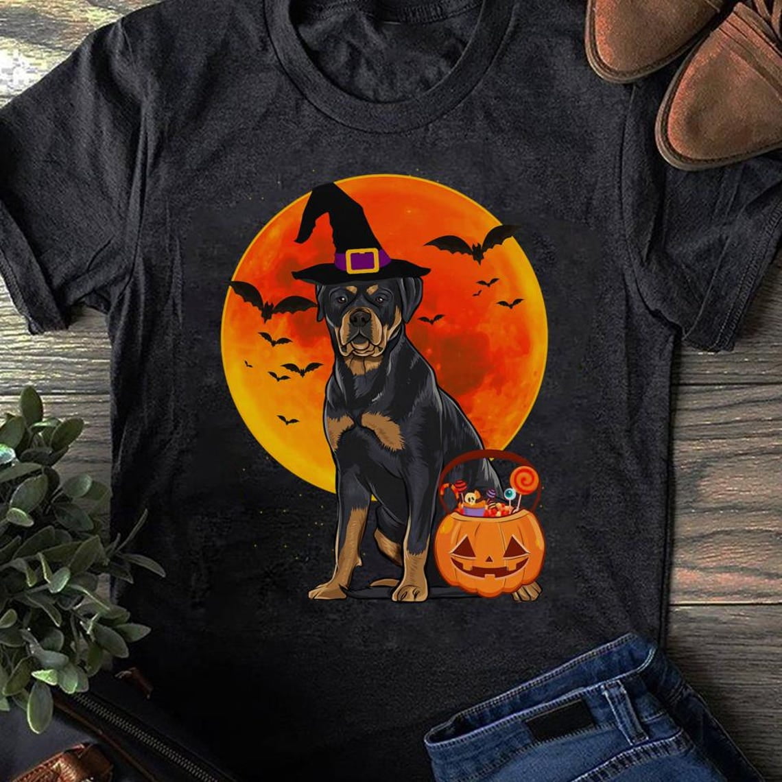 Dog Rottweiler Jack O Lantern Pumpkin T-Shirt - Gift for Dog Lovers ...