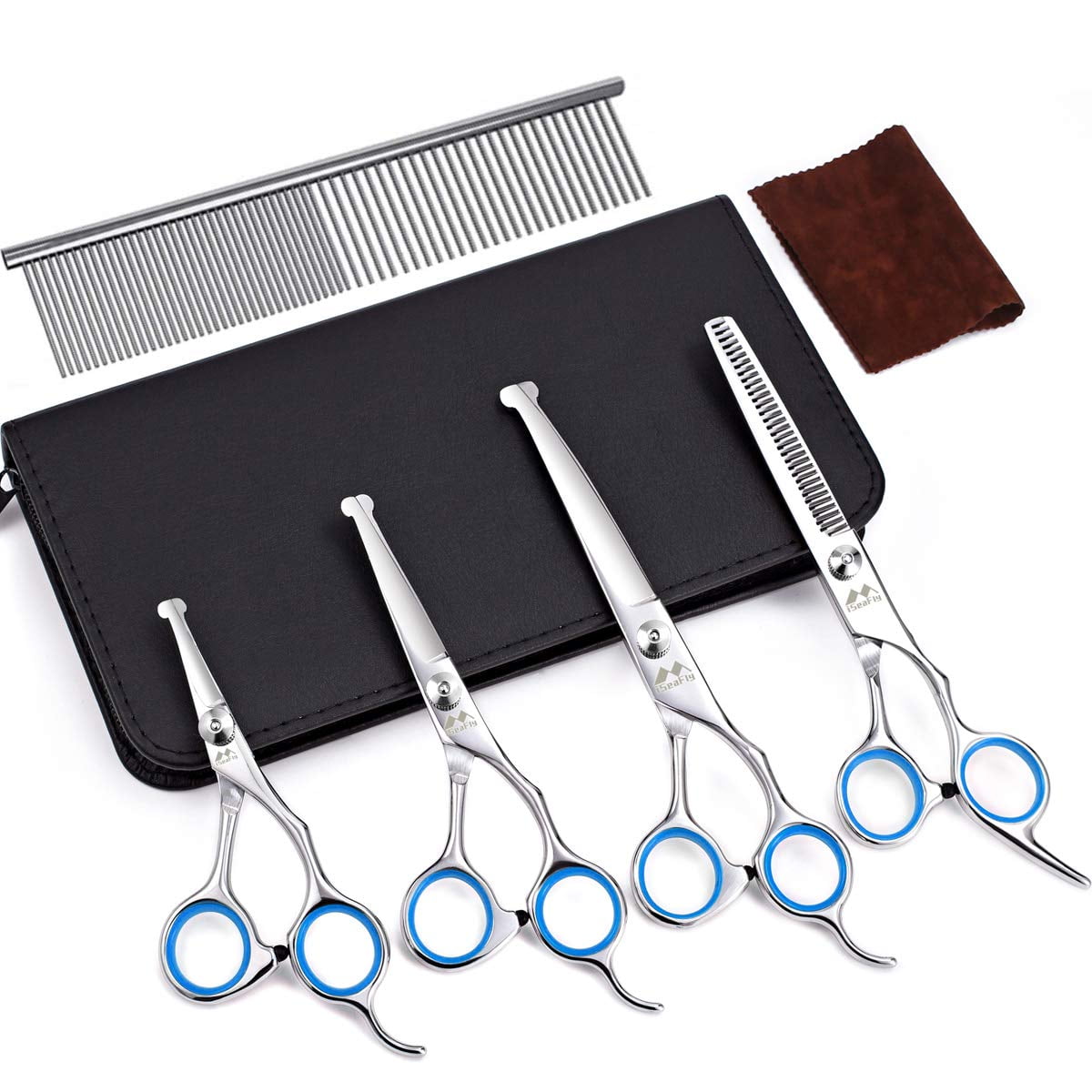 Dog Scissors with Round YYF14 Tip, Set of 5 Dog Grooming Kit, Stainless ...