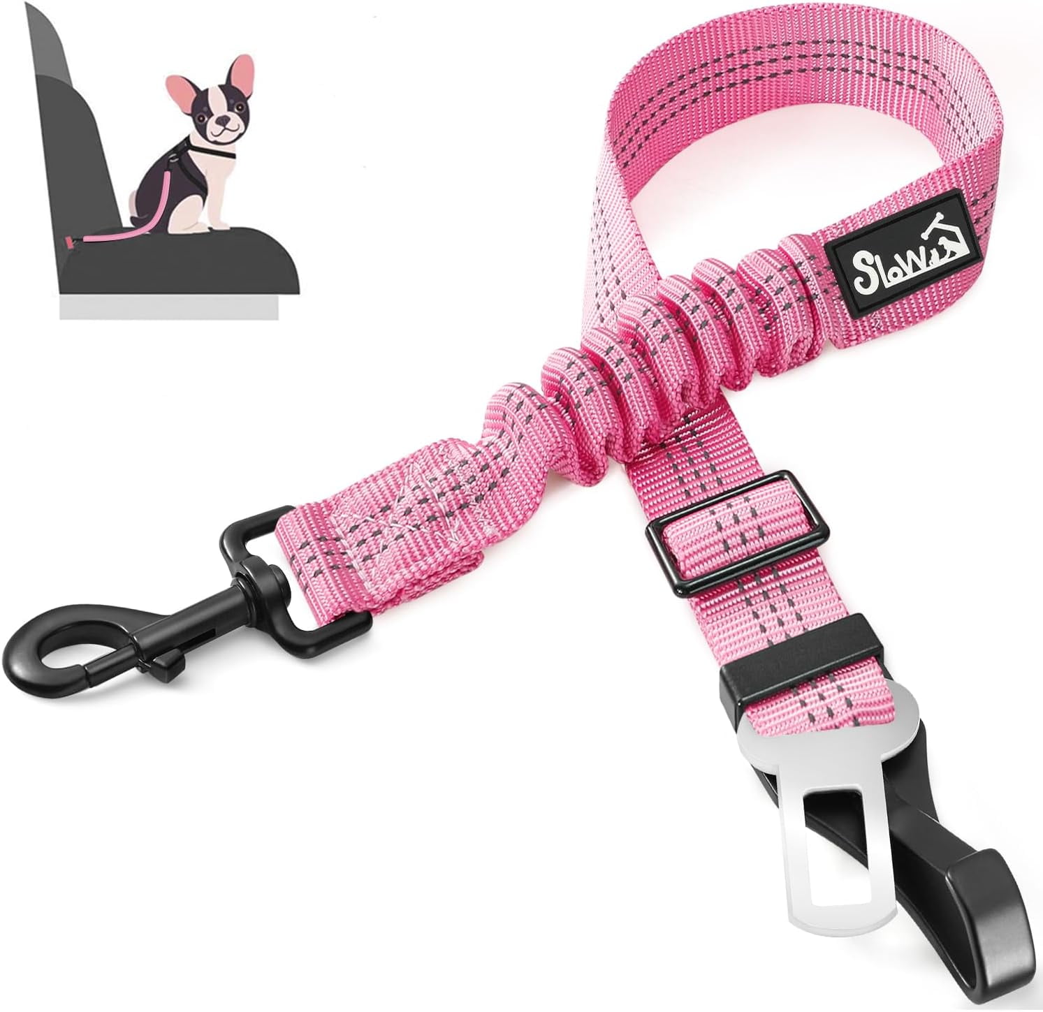 Dog Seat Belt, Adjustable Dog Safety Belt Leash, 2 in 1 Latch Bar ...