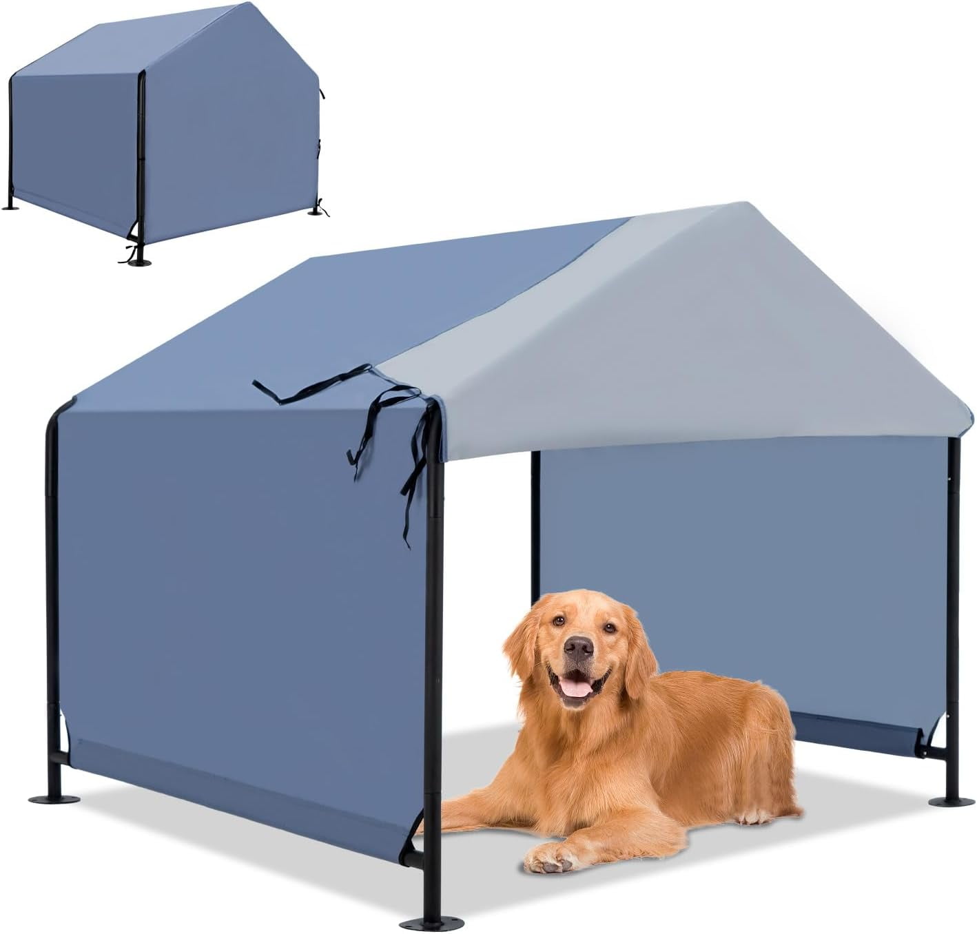 Dog Shade Shelter 4'x4'x3.6' for Large Dogs, Pet Outdoor Tent with ...