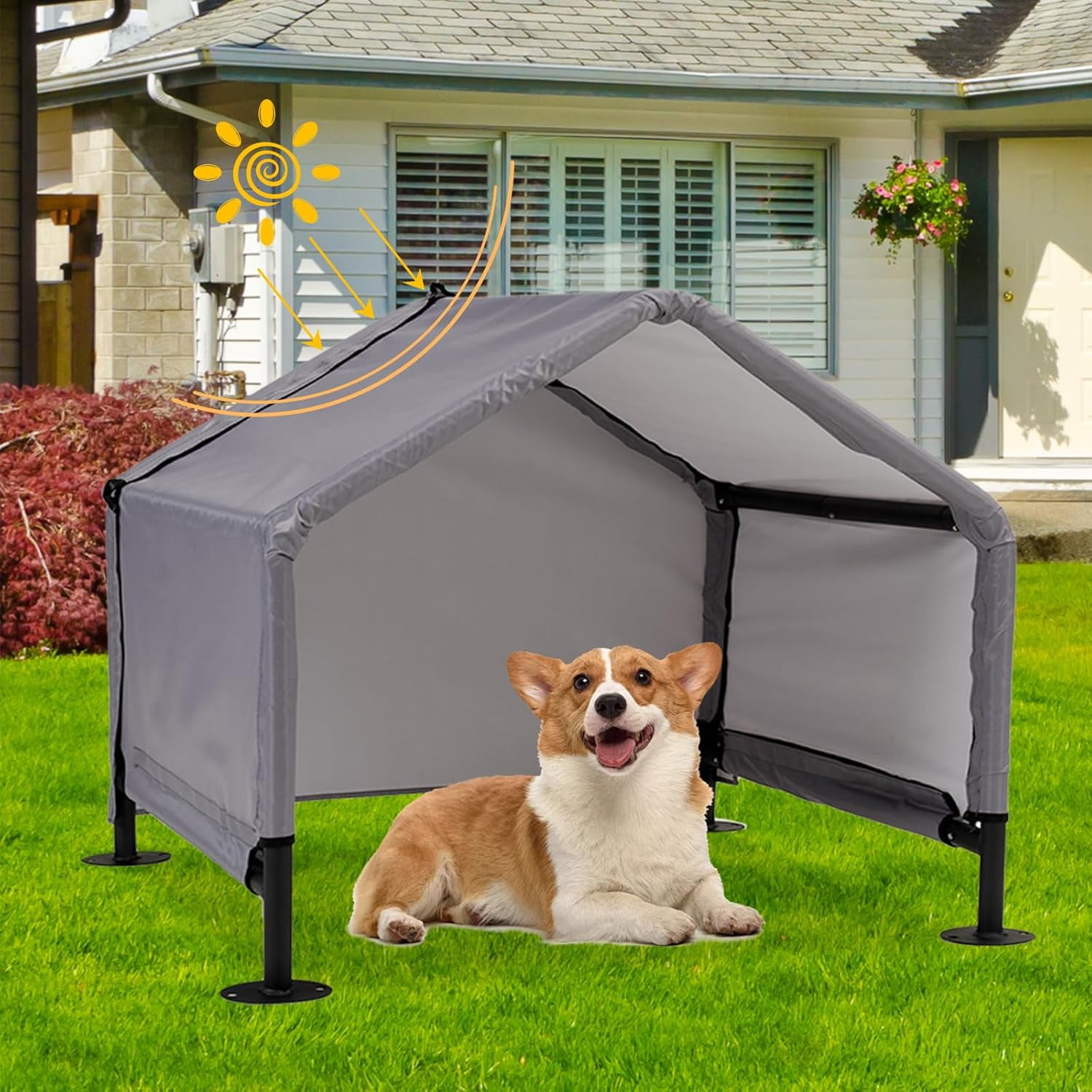 Dog Shade Shelter Outdoor Tent for Small Medium Dogs, Waterproof Sun ...