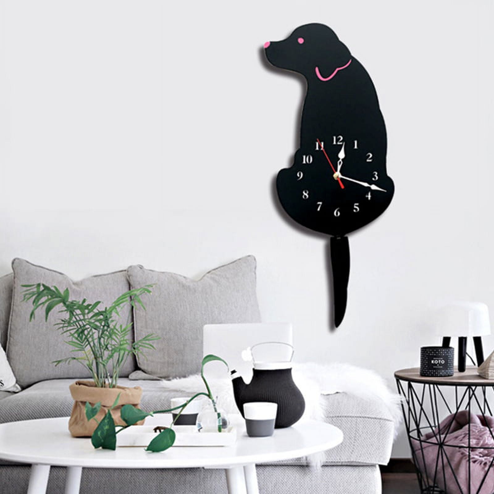 Dog Shape Pendulum Wall Clock Creative Acrylic Wall Clock with Wagging ...