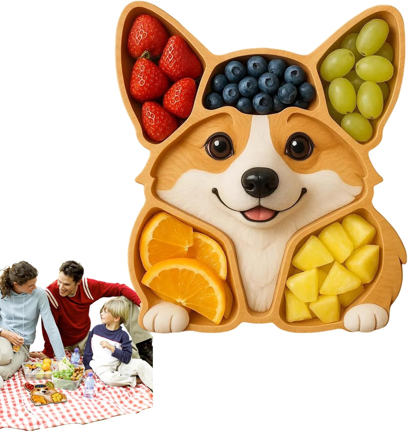 Dog Shaped Charcuterie Board, Face Wooden Cheese Plate, 7.87x7.87 ...