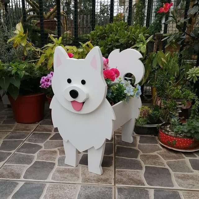 Dog Shaped Flower Pot Garden Plant Container Holder Bulldog Poodle ...