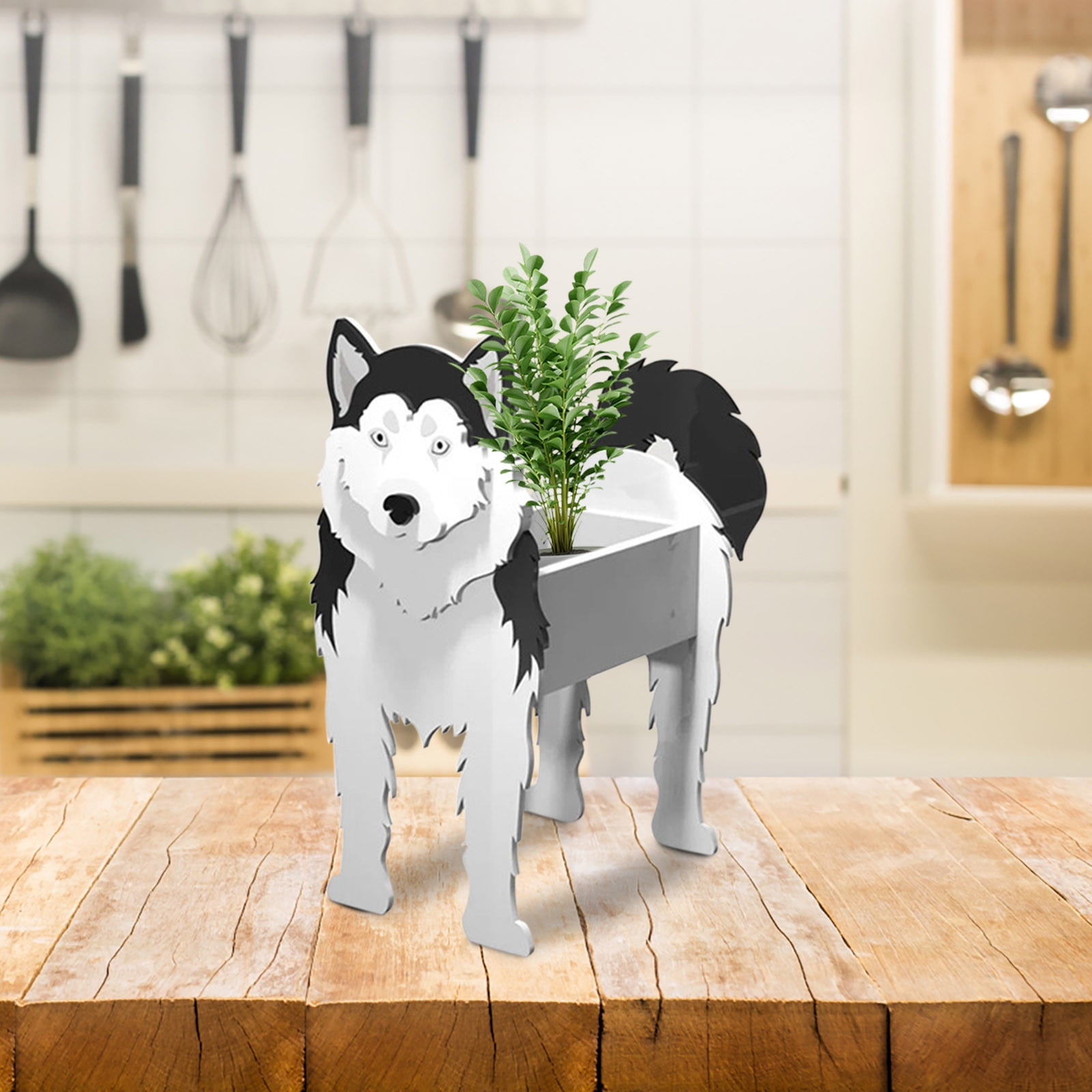 Dog Shaped Flower Pot for Plants PVC Planter with Drainage Holes Indoor ...