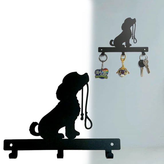 Dog Shaped Metal Key Hook Wall-Mounted Decorative Entryway Key Holder ...