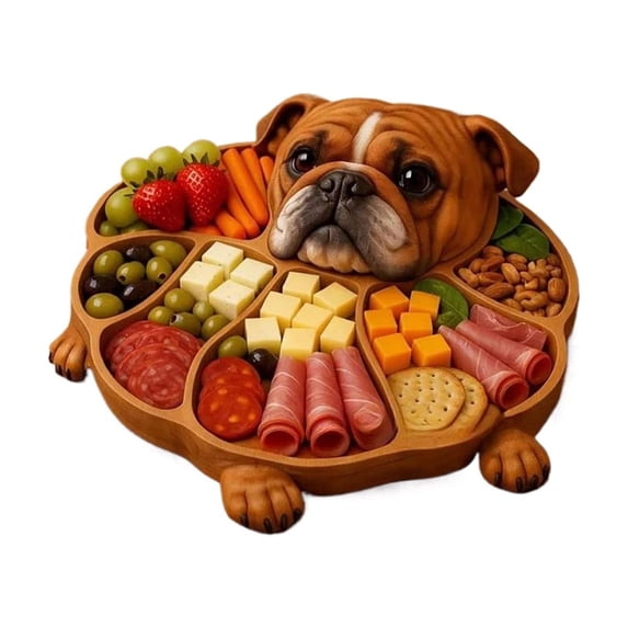 Dog-Shaped Wooden Snack Platter, Cheese and Fruit Serving Tray, Carved ...