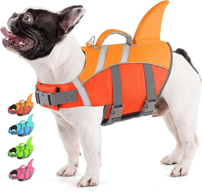 Dog Shark Life Jacke,Superior Buoyancy Dog Life Vest with Rescue Handle ...