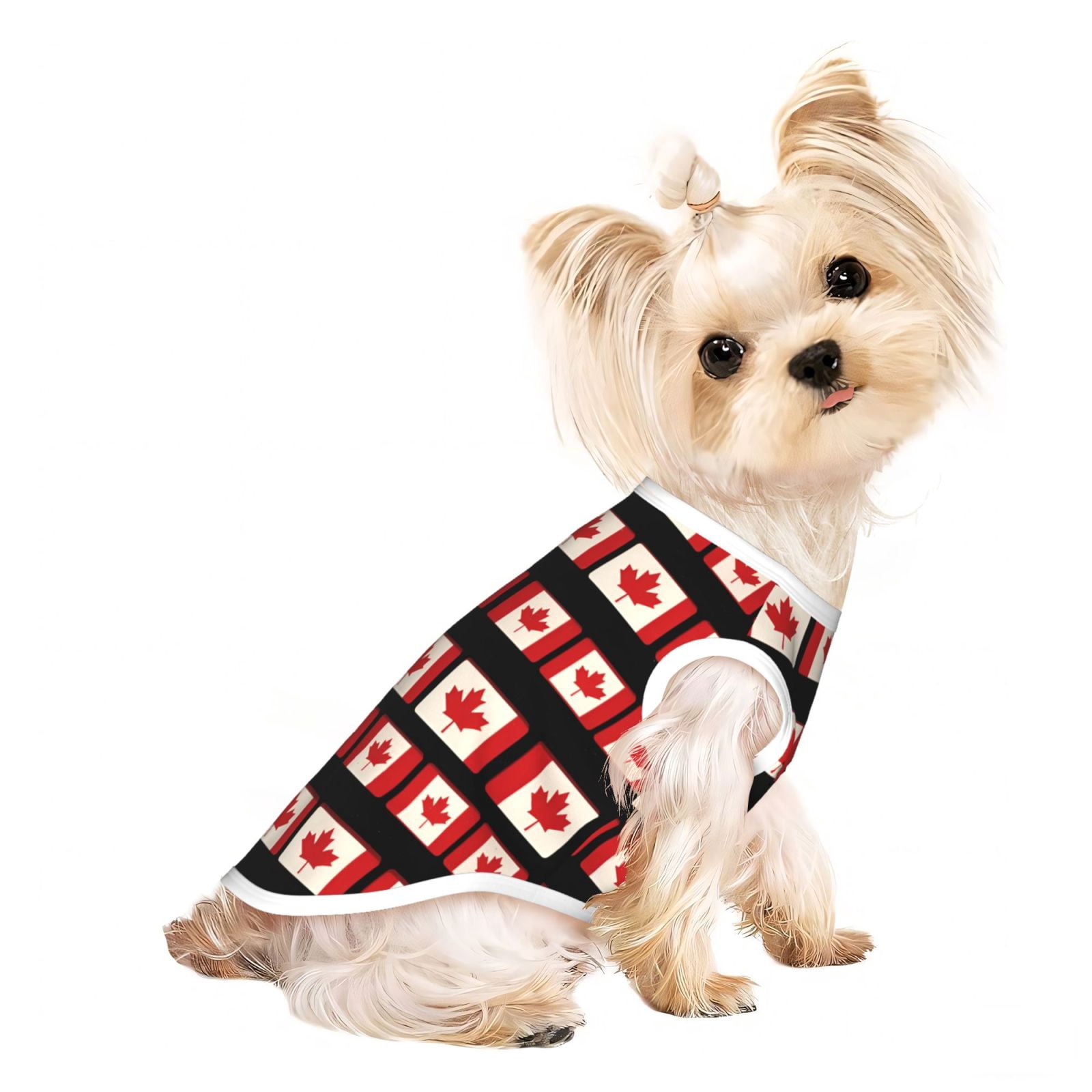Dog Shirts Puppy Clothes Canada Flag Pattern Sleeveless Vests Pet T ...
