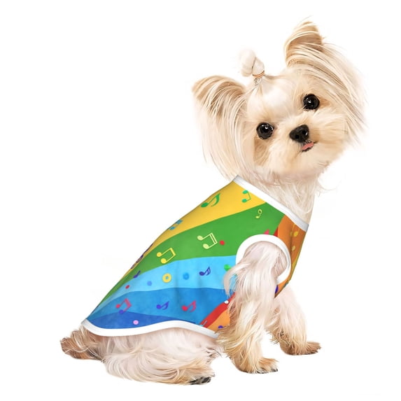 Dog Shirts Puppy Clothes Rainbow Colorful Music Notes Sleeveless Vests ...