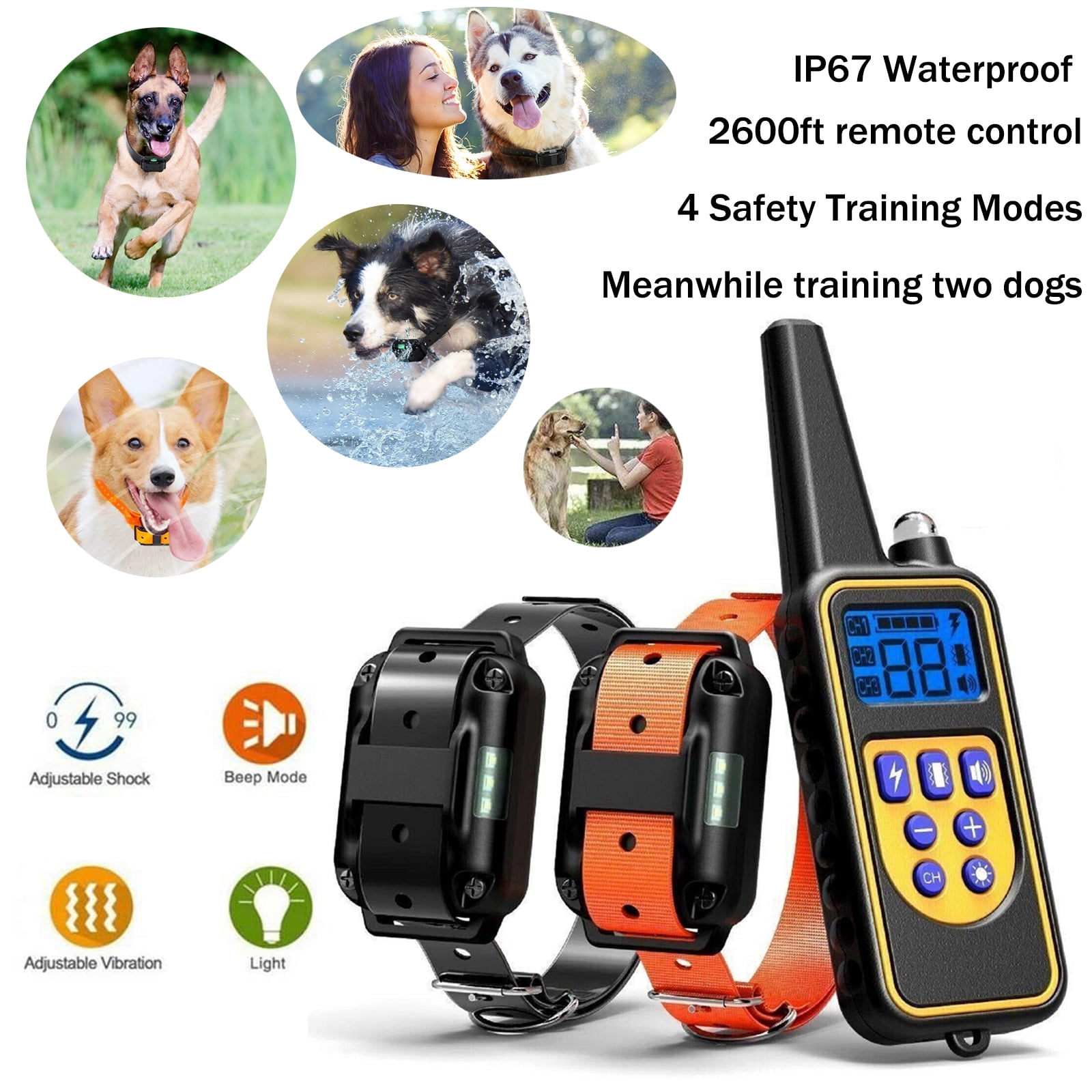Dog Shock Collar for Dogs with Remote,Dog Training Collar for 2 Dogs ...