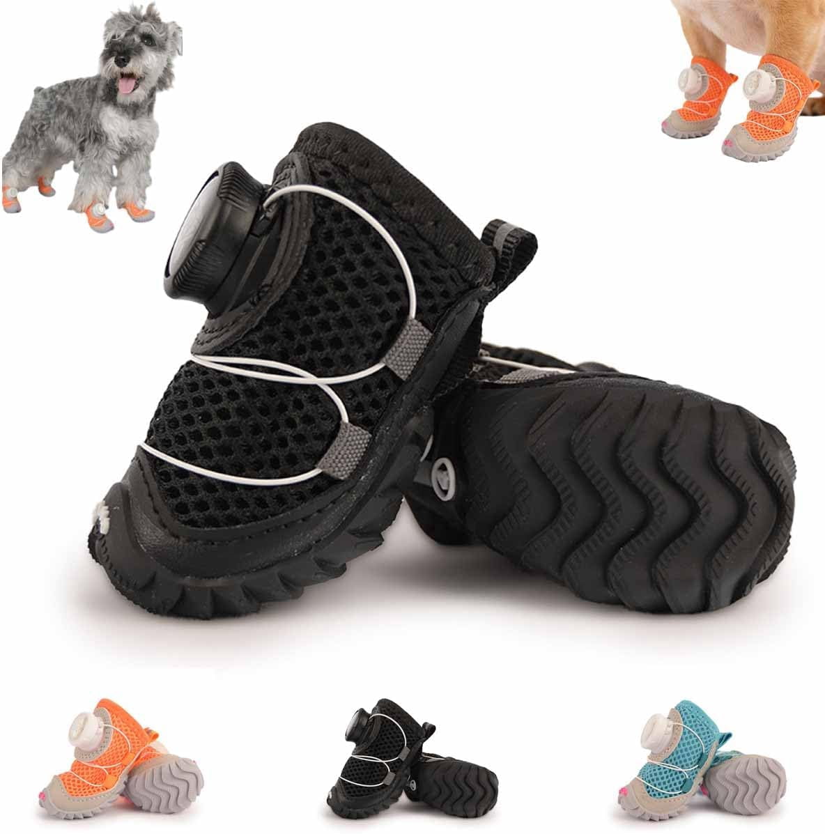 Dog Shoes, Adjustable Rotary Buckle Dog Boots with Breathable Mesh and ...
