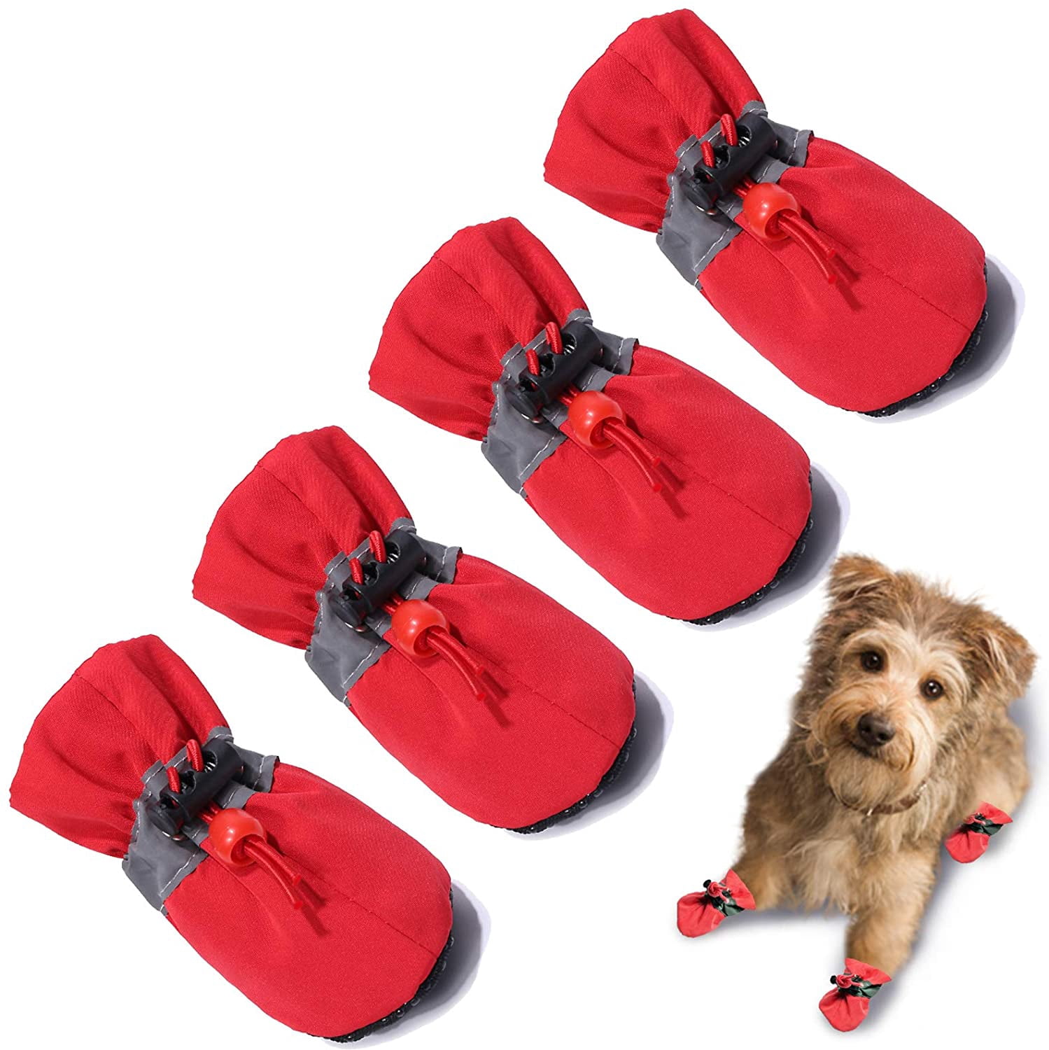 Dog Shoes Dog Boots & Paw Protector, Anti-Slip Sole Winter Dog Booties ...