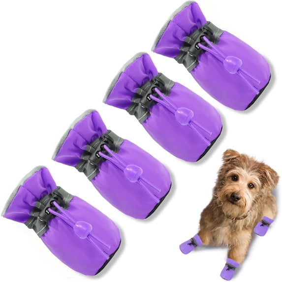 Dog Shoes Dog Boots & Paw Protector, Anti-Slip Sole Winter Dog Booties ...