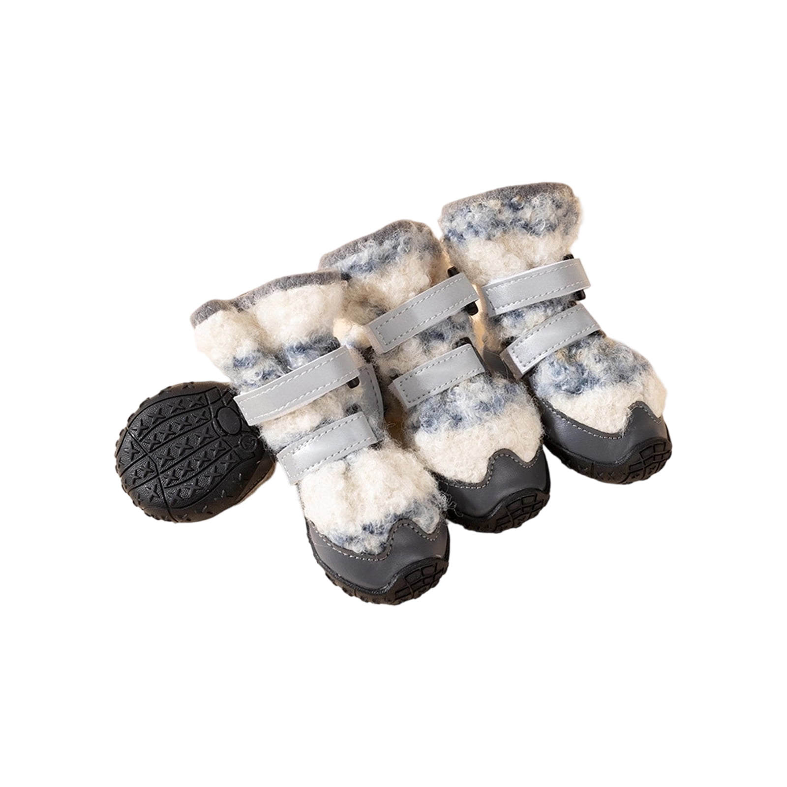Dog Shoes For Large Dogs, Winter Warm Fleece Double Buckle Anti-Lost ...