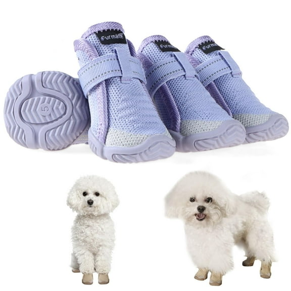 4Pcs Dog Shoes for Small Dogs, Double Binding Straps Puppy Boots & Paw ...
