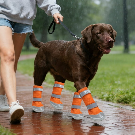 Dog Shoes for Outdoor Walking&Hiking-4PCS Waterproof Non-Slip Dog Boots ...