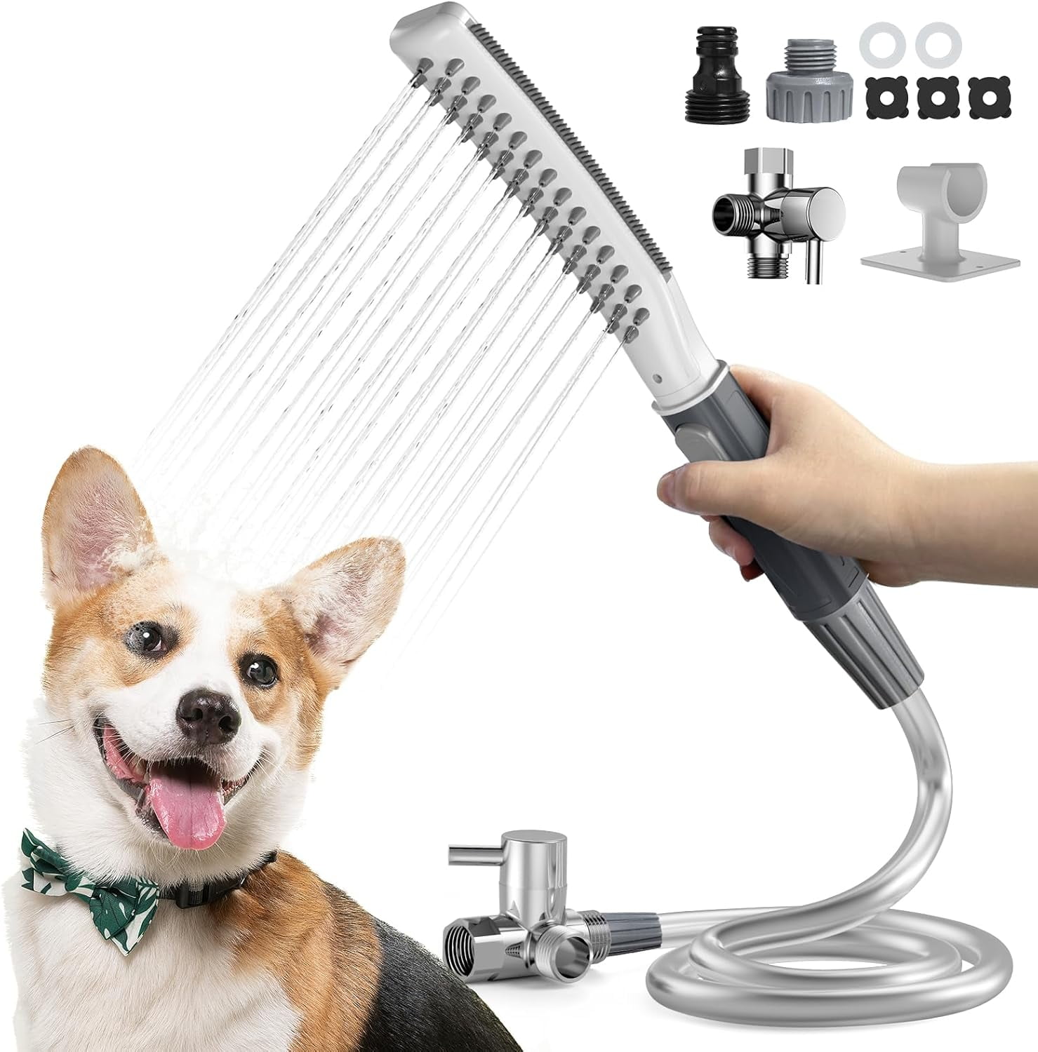 Dog Shower Attachment, Dog Shower Head with 3 Spray Modes & One-Button ...