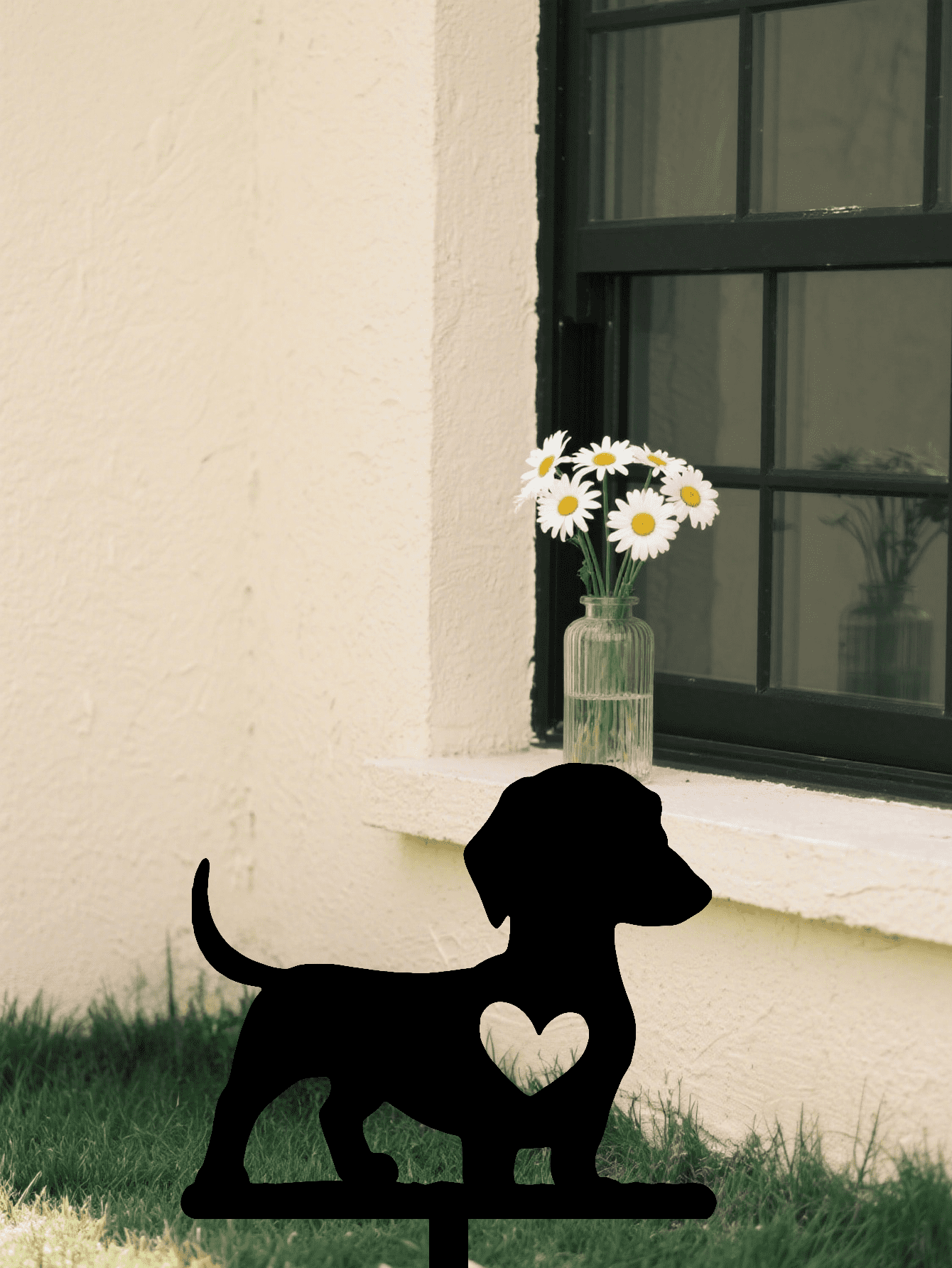 Dog Silhouette Garden Sign – Solid Wood Stake Outdoor Ground Insert ...