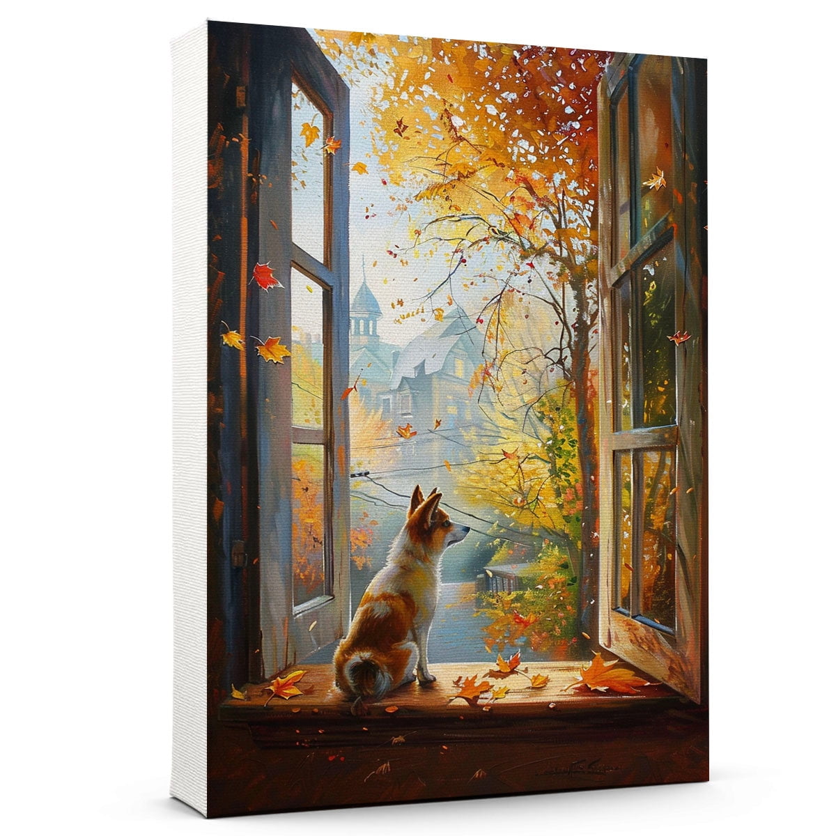 Dog Sitting Window Poster Art, Australian Stumpy Tail Cattle Colorful ...