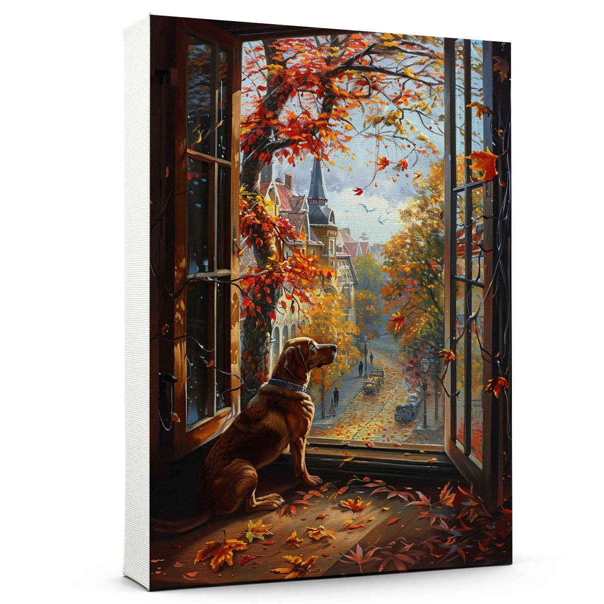Dog Sitting Window Poster Art, Bavarian Mountain Scent Hound Colorful ...