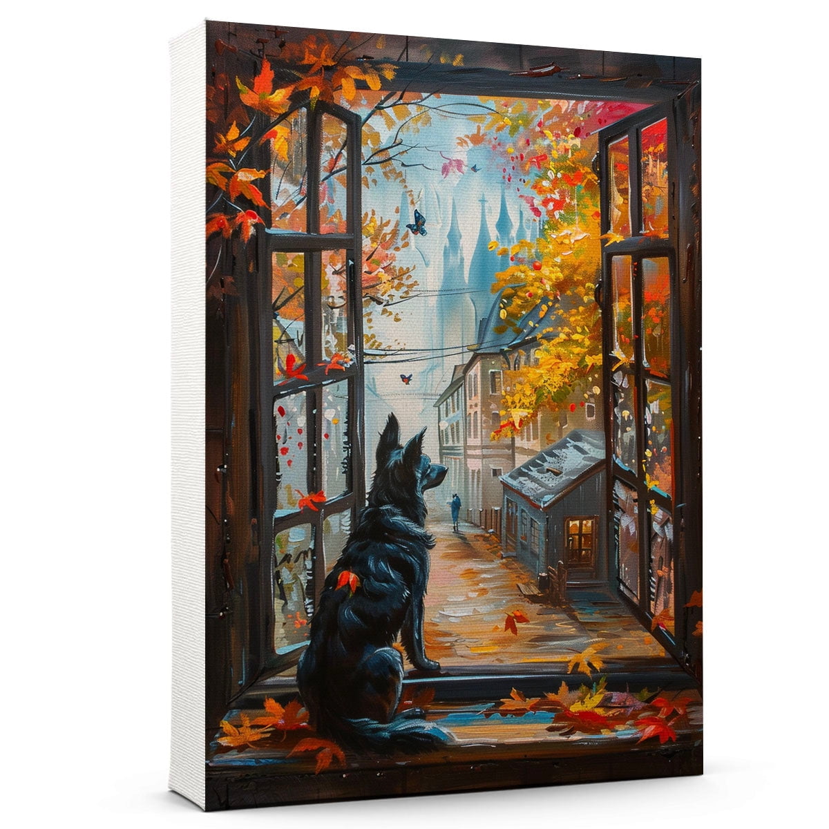 Dog Sitting Window Poster Art, Belgian Laekenois Colorful Dog Decor ...