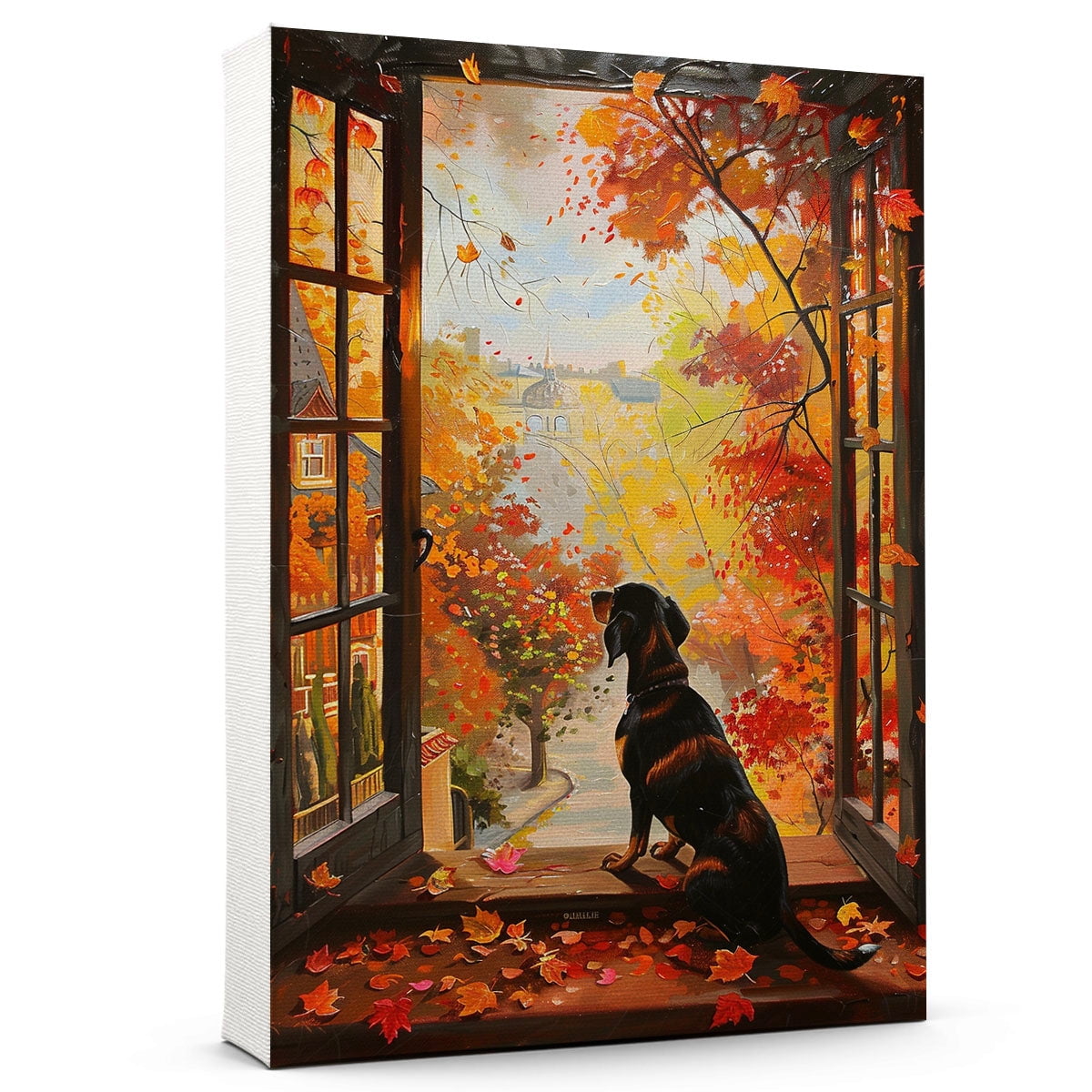 Dog Sitting Window Poster Art, Bluetick Coonhound Colorful Dog Decor ...