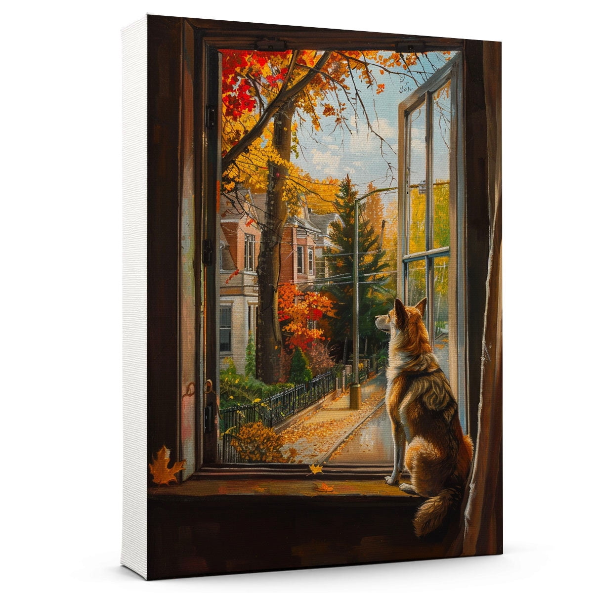 Dog Sitting Window Poster Art, Chinook Colorful Dog Decor Wall Art ...