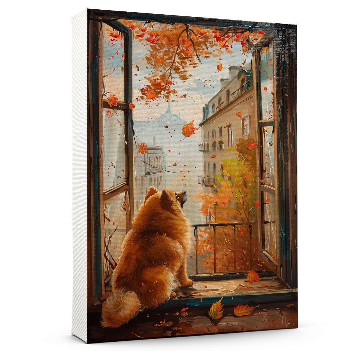 Dog Sitting Window Poster Art, Chow Chow Colorful Dog Decor Wall Art ...