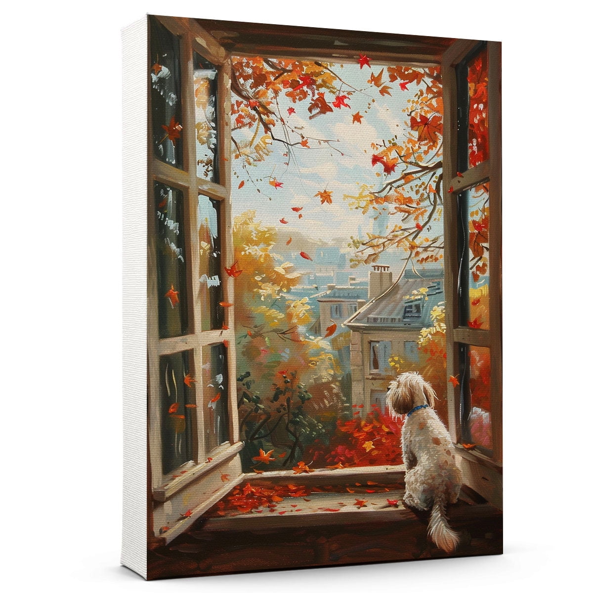 Dog Sitting Window Poster Art, Cotonde Tulear Colorful Dog Decor Wall ...