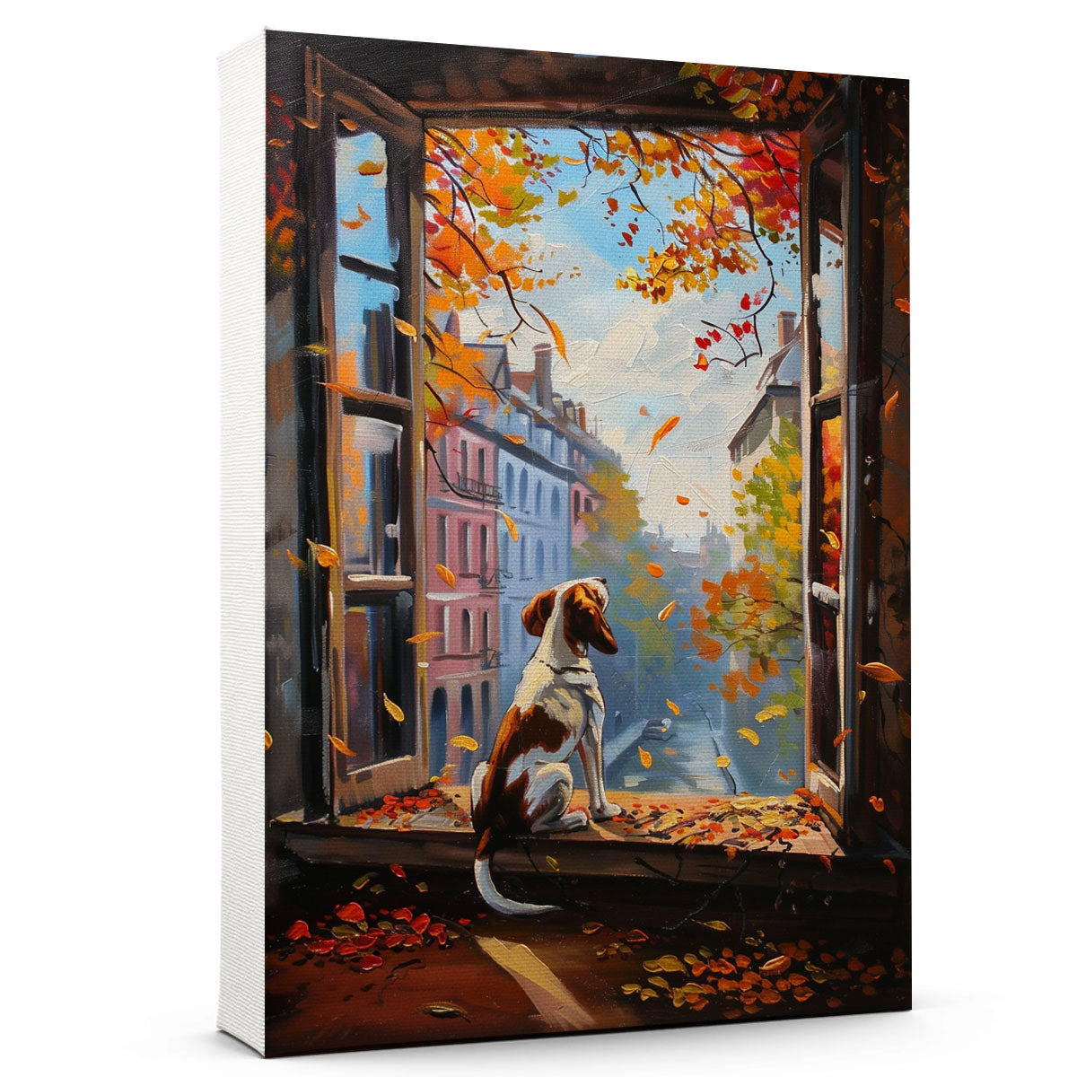 Dog Sitting Window Poster Art, English Setter Colorful Dog Decor Wall ...