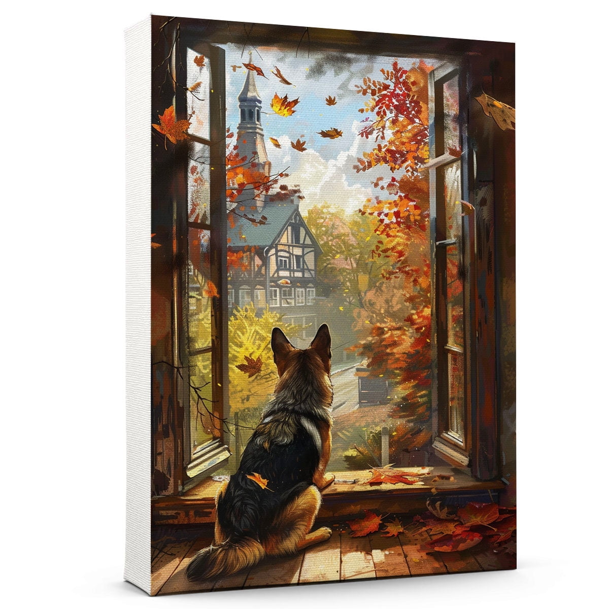 Dog Sitting Window Poster Art, German Shorthaired Pointer Colorful Dog ...