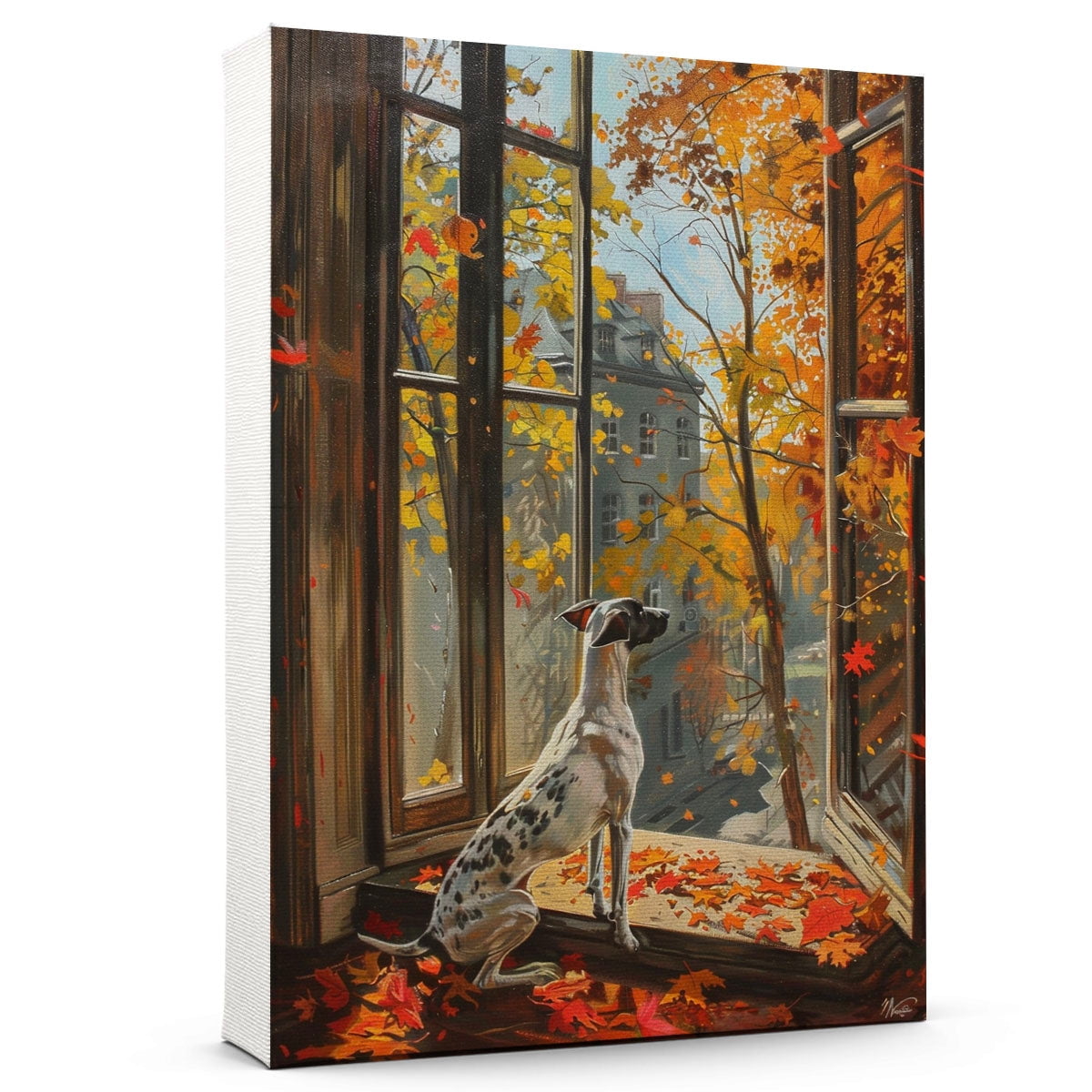 Dog Sitting Window Poster Art, Harrier Colorful Dog Decor Wall Art ...