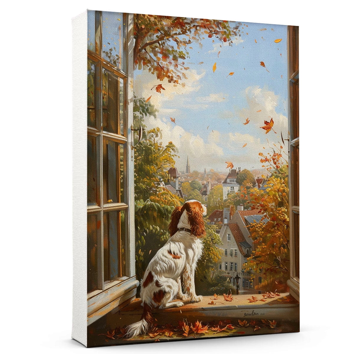 Dog Sitting Window Poster Art, Irish Setter Colorful Dog Decor Wall Art ...